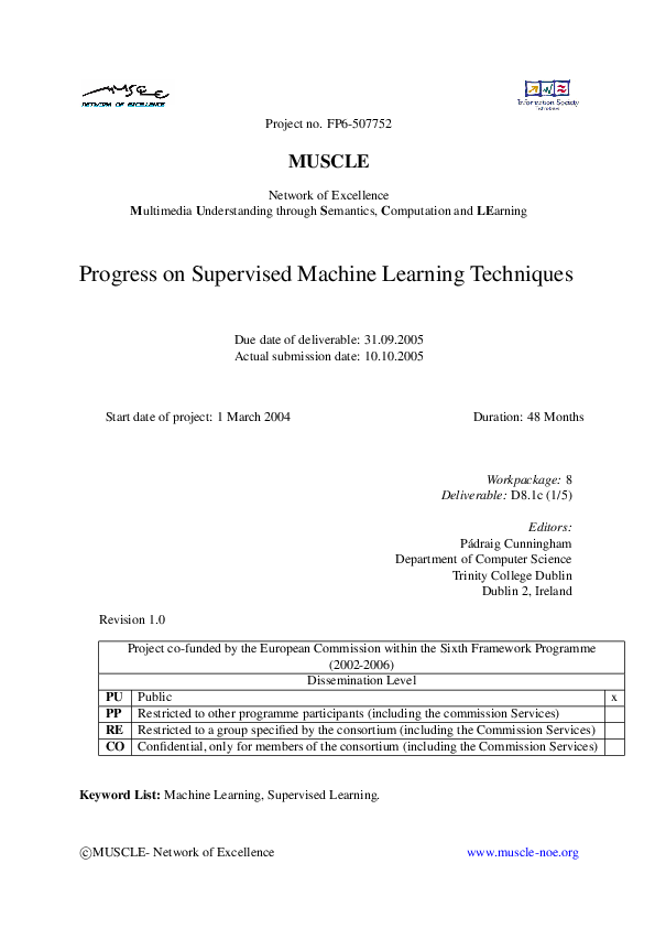 (PDF) Progress on Supervised Machine Learning Techniques