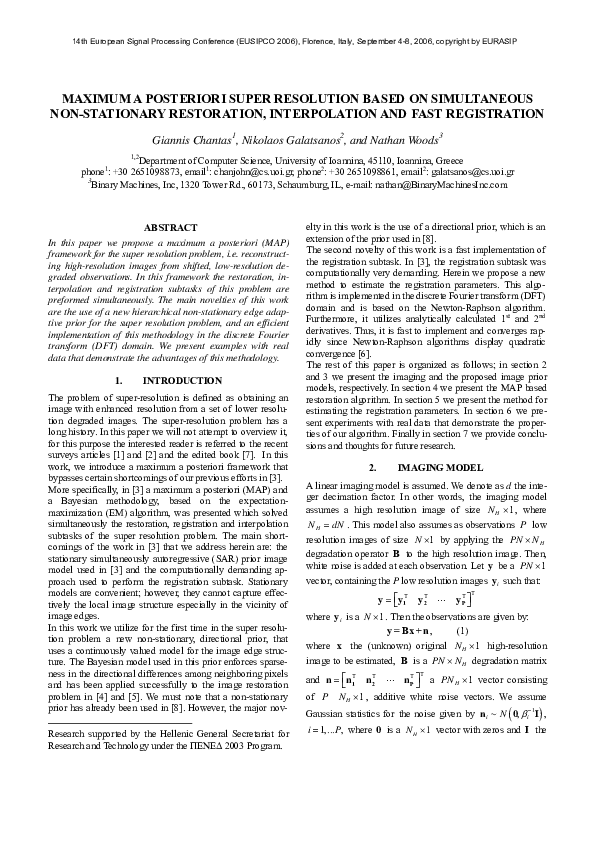 (PDF) Maximum a Posteriori Super Resolution based on Simultaneous Non ...