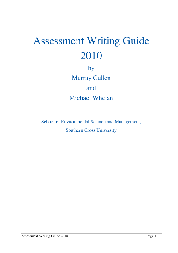 (PDF) Assessment Writing Guide 2010