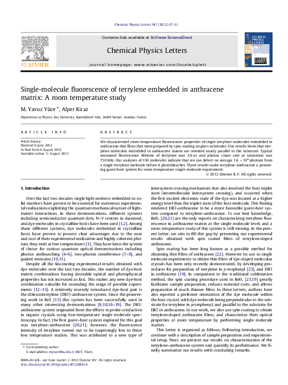 (PDF) Single-molecule fluorescence of terrylene embedded in anthracene ...