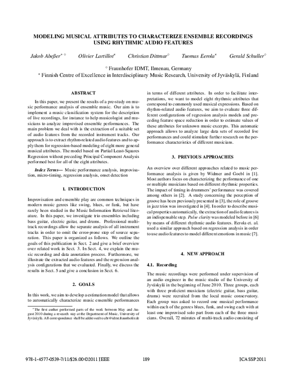 (PDF) Modeling musical attributes to characterize ensemble recordings ...
