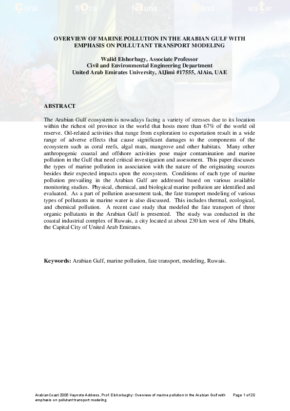 (PDF) Overview of marine pollution in the Arabian Gulf with emphasis on ...