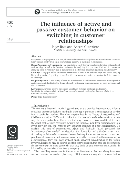 (PDF) The influence of active and passive customer behavior on ...