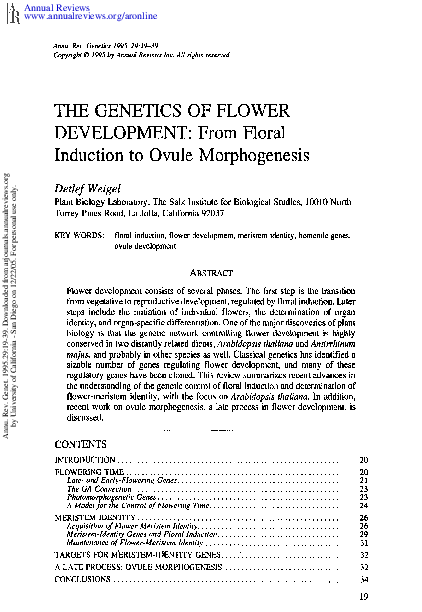 (PDF) The genetics of flower development: from floral induction to ...