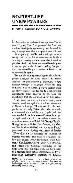 (PDF) No-First-Use Unknowables