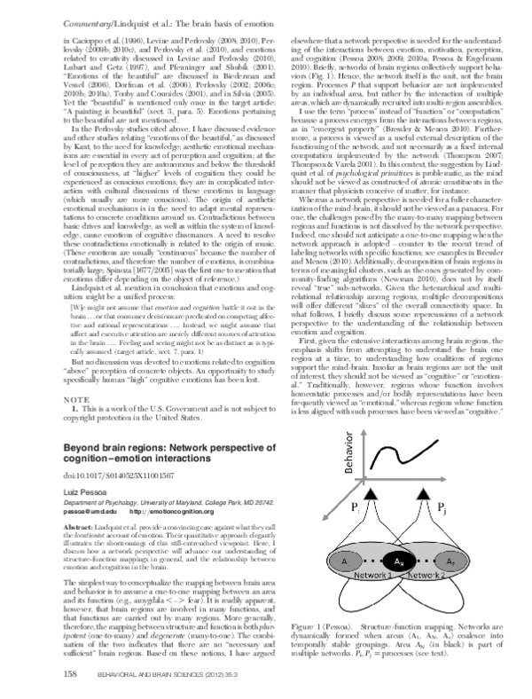 (PDF) Beyond brain regions: Network perspective of cognition–emotion ...