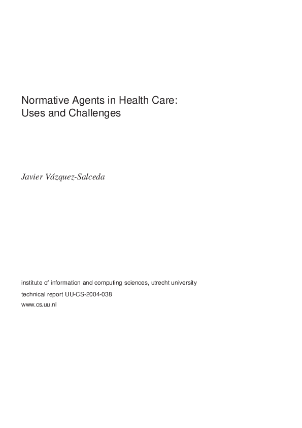 (PDF) Normative agents in health care: uses and challenges