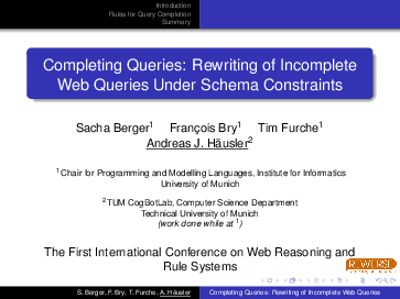 (PDF) Completing queries: rewriting of incomplete web queries under schema constraints