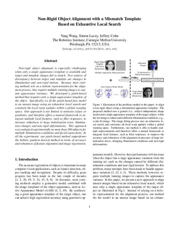 Pdf Non Rigid Object Alignment With A Mismatch Template Based On