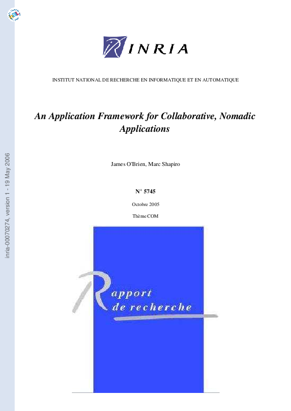 (PDF) An application framework for nomadic, collaborative applications