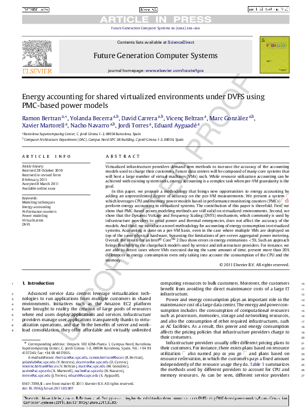 (PDF) Energy accounting for shared virtualized environments under DVFS using PMC-based power models