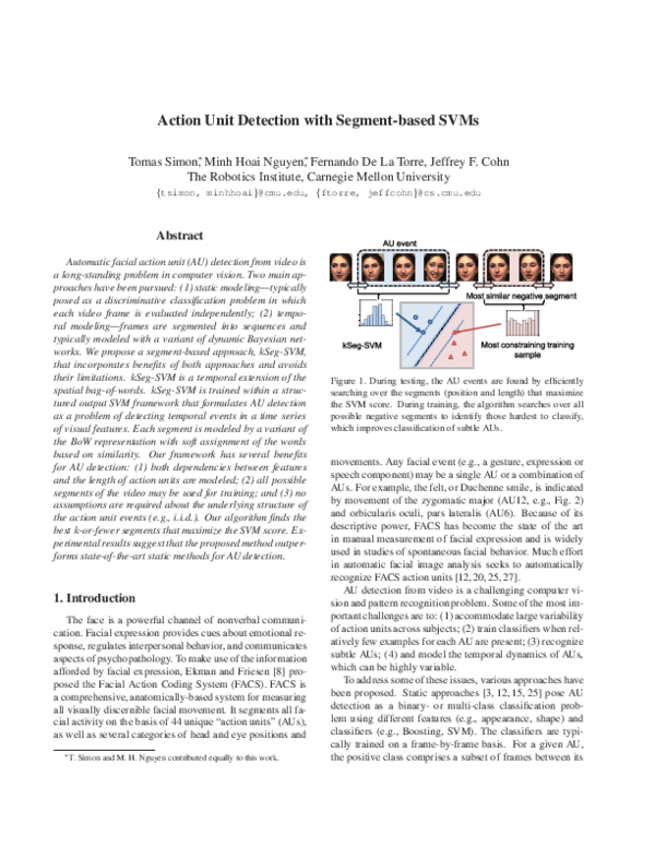 (PDF) Action unit detection with segment-based SVMs