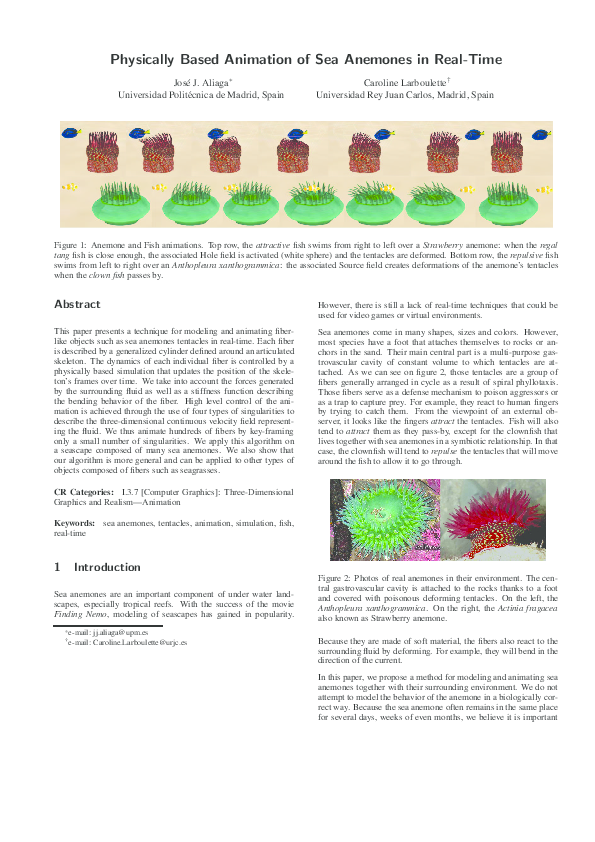 (PDF) Physically based animation of sea anemones in real-time