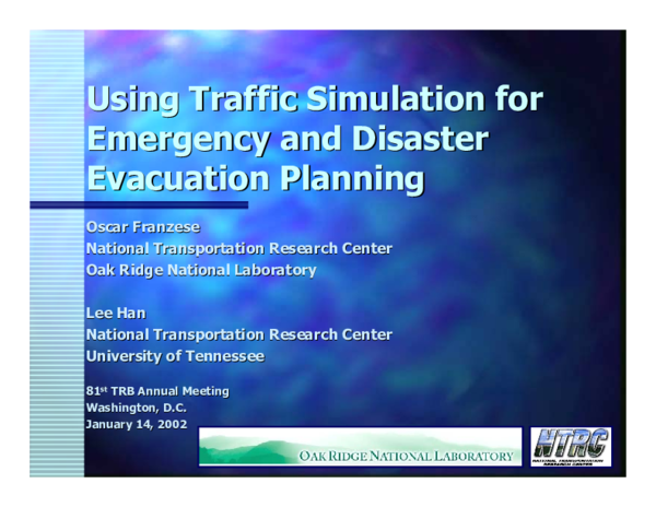 (PDF) Using Traffic Simulation for Emergency and Disaster Evacuation ...