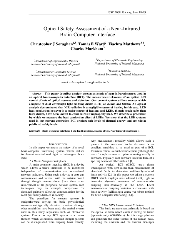 (PDF) Optical safety assessment of a near-infrared brain-computer interface