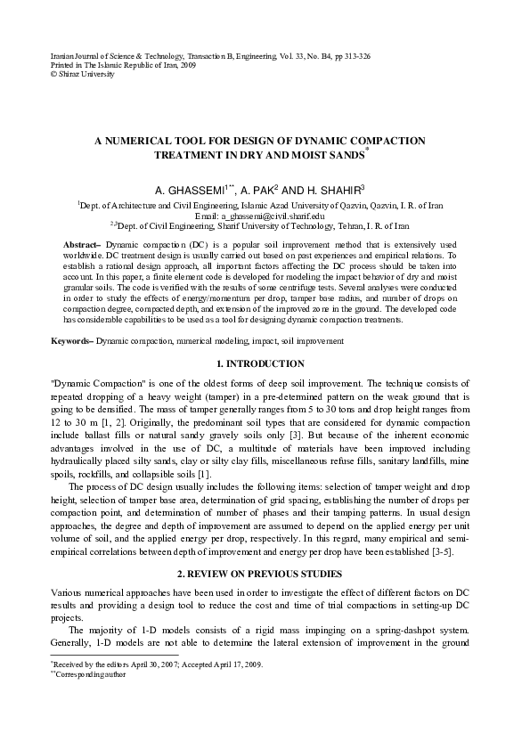 Pdf A Numerical Tool For Design Of Dynamic Compaction Treatment In