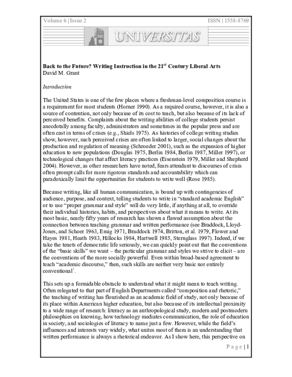(PDF) Back to the Future? Writing Instruction in the 21st Century ...