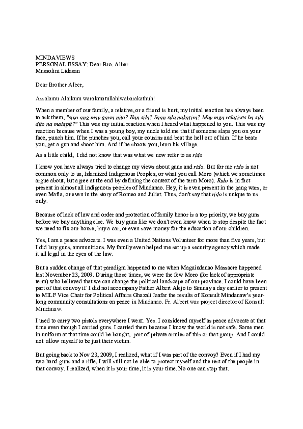 (PDF) A Letter to a Fellow Peace Advocate