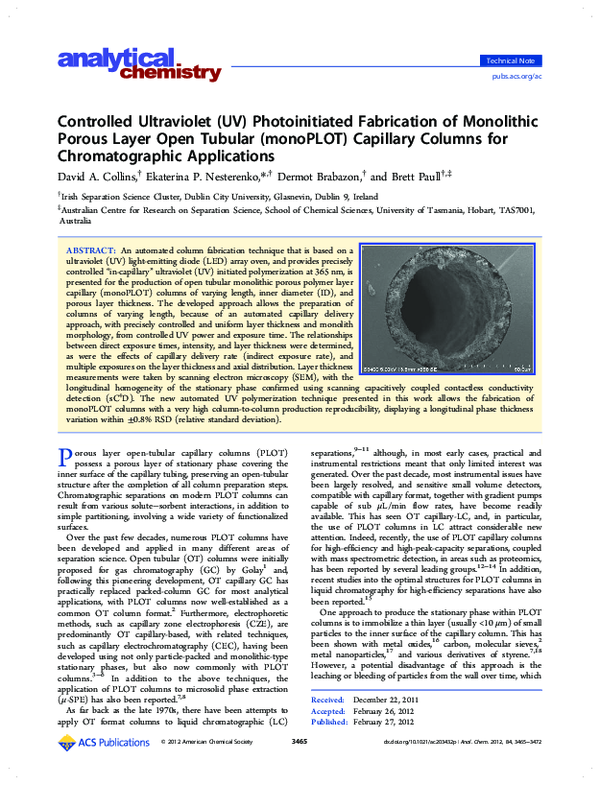 (PDF) Controlled UV photoinitiated fabrication of monolithic porous ...