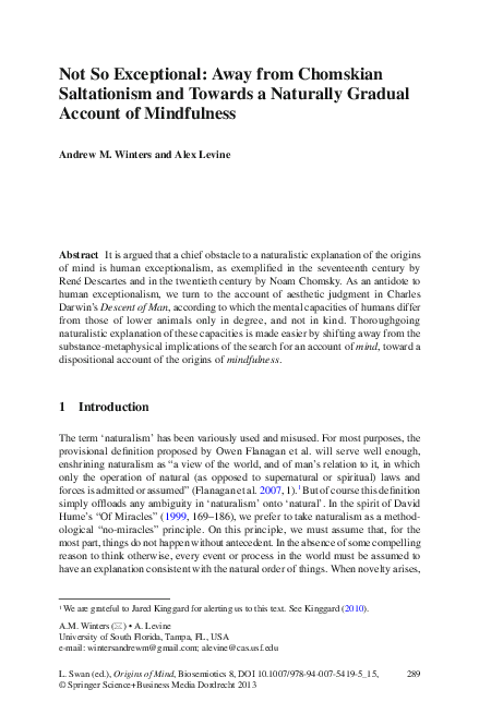 (PDF) Not So Exceptional: Away from Chomskian Saltationism and Towards ...
