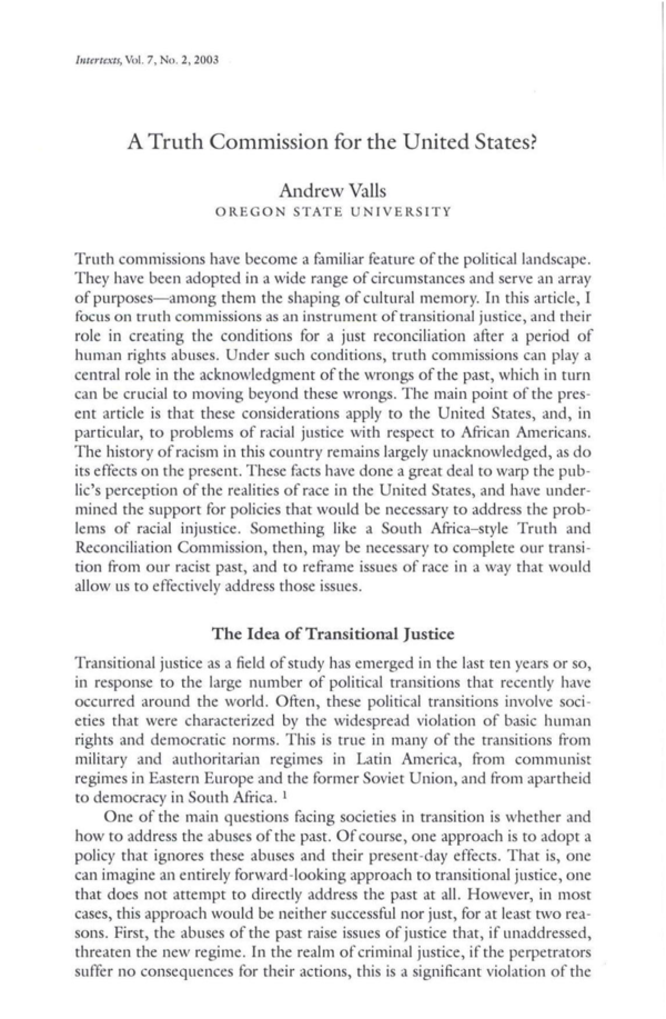 (PDF) A truth commission for the United States?