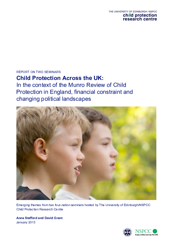 (PDF) Child Protection Across the UK: In the context of the Munro ...