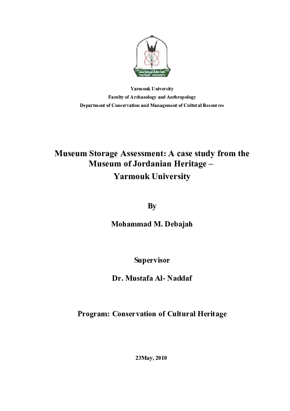 (PDF) Museum Storage Assessment: A case study from the Museum of ...