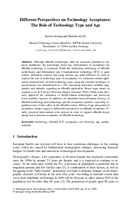 (PDF) Different perspectives on technology acceptance: The role of ...