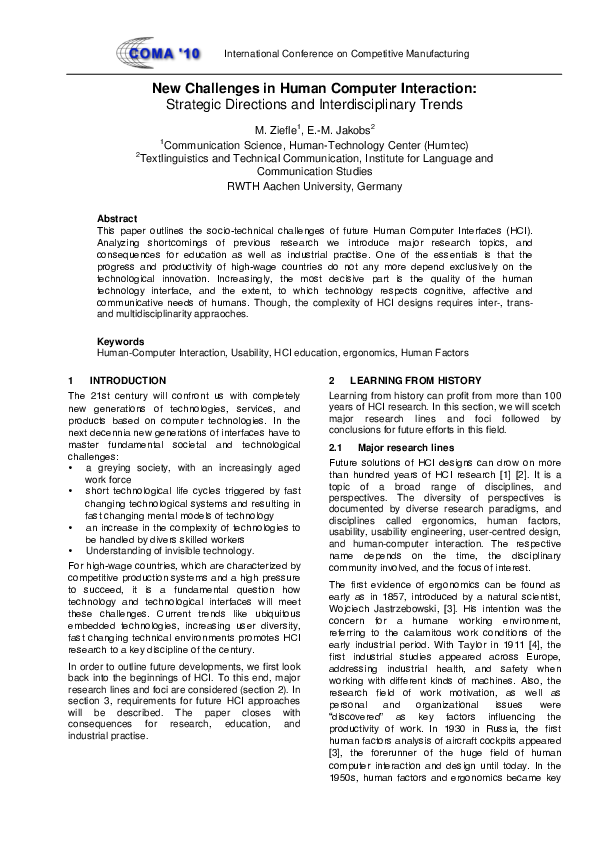 (PDF) New Challenges in Human Computer Interaction: Strategic Directions and Interdisciplinary ...