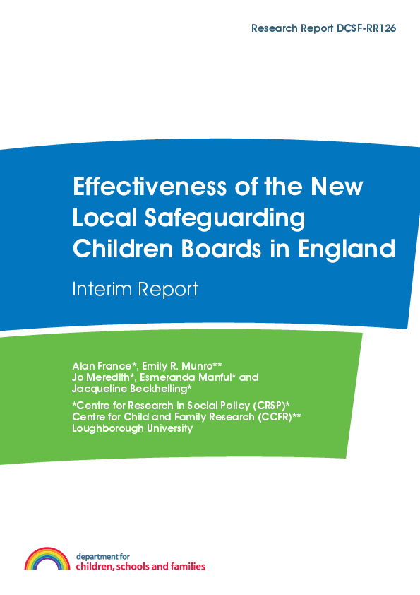 (PDF) Effectiveness of the new local safeguarding children boards in ...