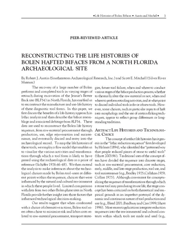 (PDF) Reconstructing the Life Histories of Bolen Hafted Bifaces from a ...