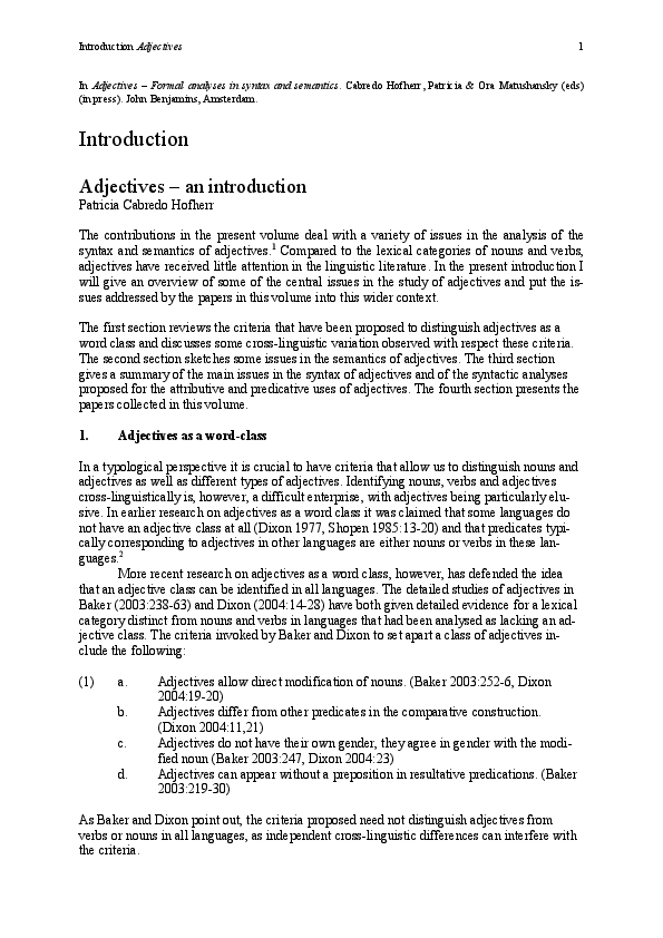 (PDF) Adjectives - an introduction