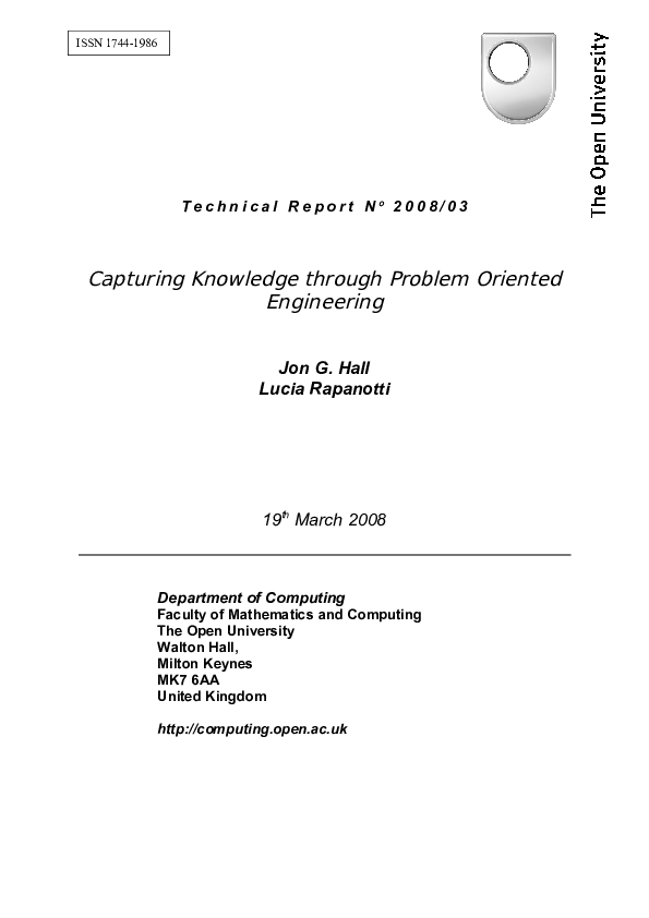 Pdf Capturing Knowledge Through Problem Oriented Engineering