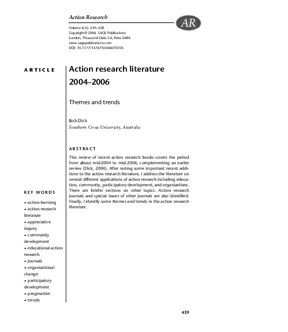 (PDF) Action research literature 2004-2006