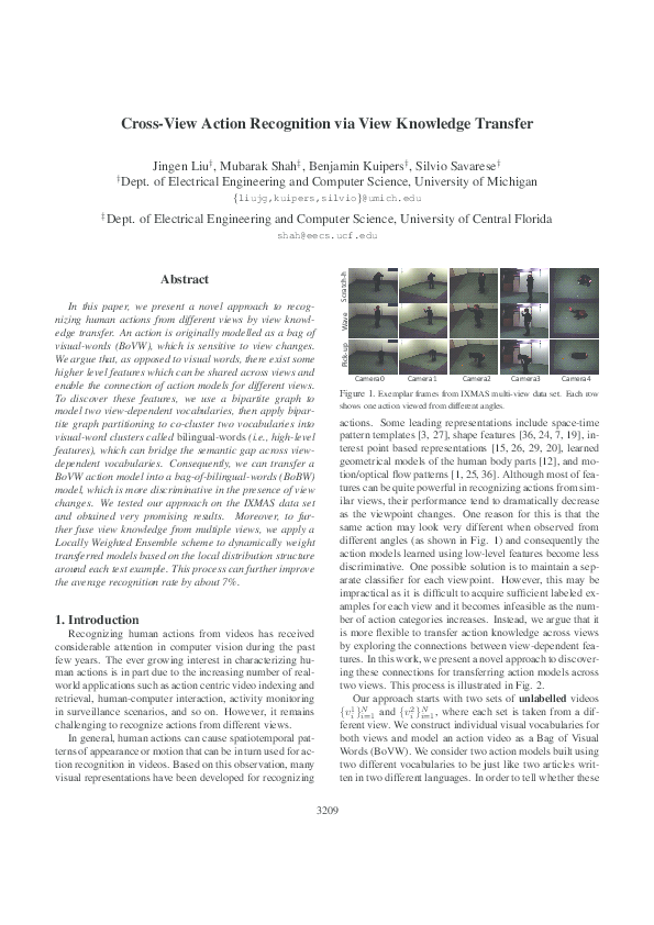 (PDF) Cross-view action recognition via view knowledge transfer