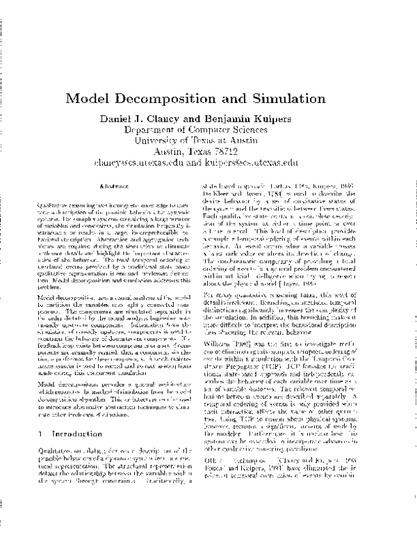 (PDF) Model decomposition and simulation