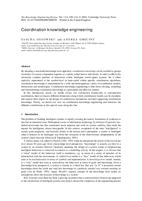 (PDF) Coordination knowledge engineering