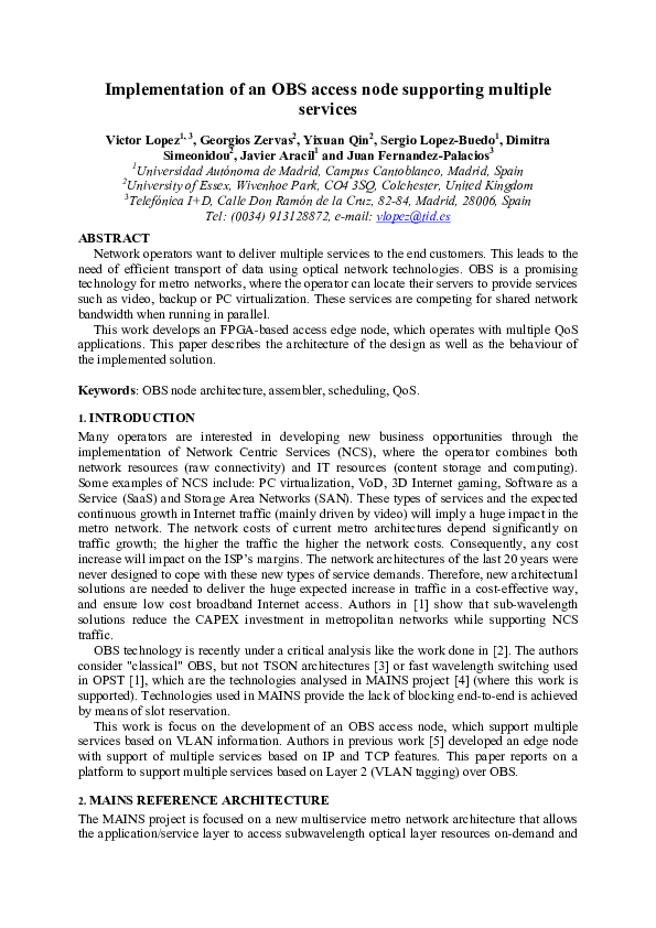 (PDF) Implementation of an OBS access node supporting multiple services