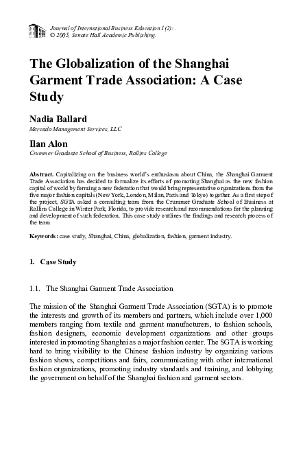 (PDF) The Globalization of the Shanghai Garment Trade Association: A Case Study