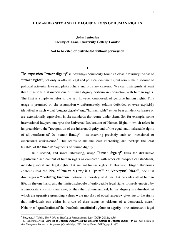 (PDF) Human Dignity and the Foundations of Human Rights