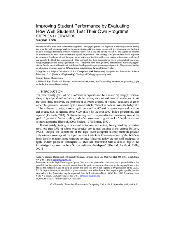 (PDF) Improving student performance by evaluating how well students ...