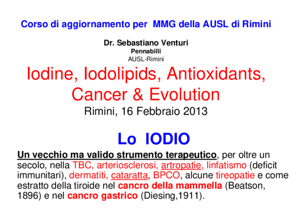 (PDF) Iodine, Iodolipids, Antioxidants, Cancer and Evolution