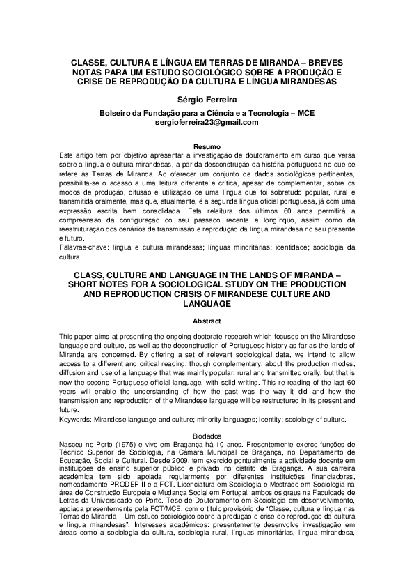 (PDF) Short Notes for a Sociological Study on the Production and ...