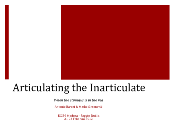 (PDF) Articulating the Inarticulate - When the stimulus is in the red ...