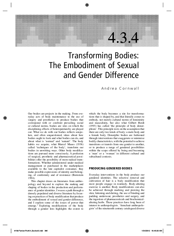 (PDF) Transforming Bodies: The Embodiment of Sexual and Gender Difference