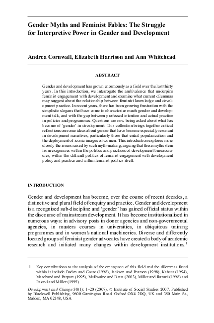 (PDF) Gender Myths and Feminist Fables introduction