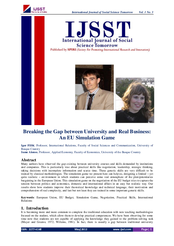 Breaking the gap between University and Real Business: An EU simulation ...