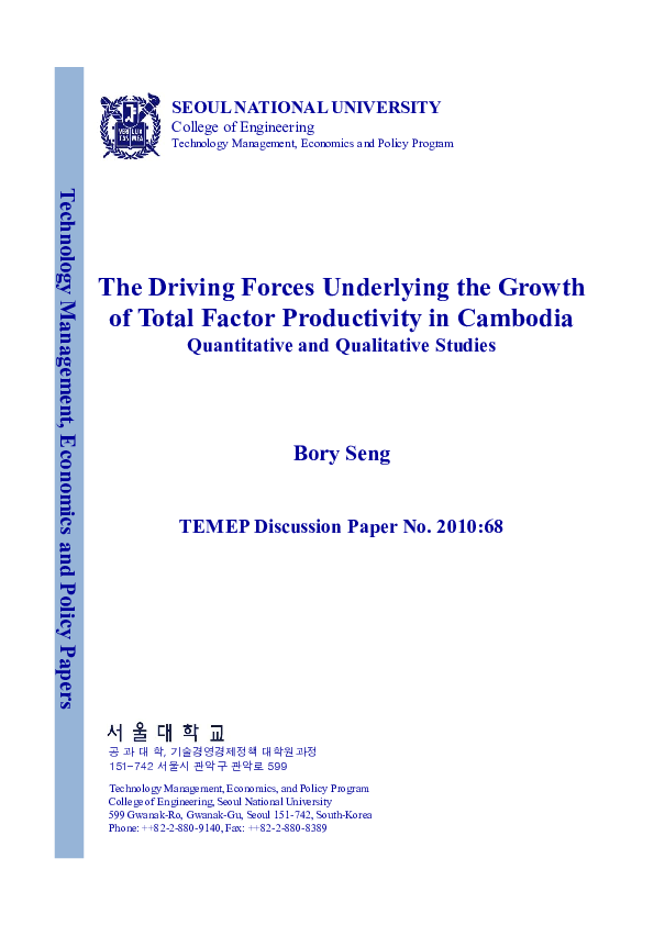 (PDF) The Driving Forces Underlying the Growth of Total Factor ...