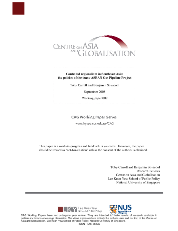 (PDF) Contested regionalism in Southeast Asia: the politics of the ...