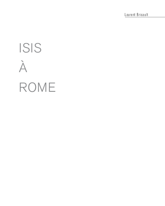 Laurent Bricault, Isis à Rome (2011)